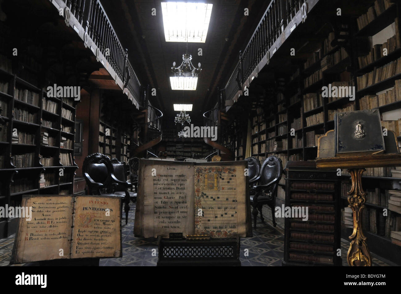 Old books, library, Franciscan Monastery, historic centre, Lima, Peru ...