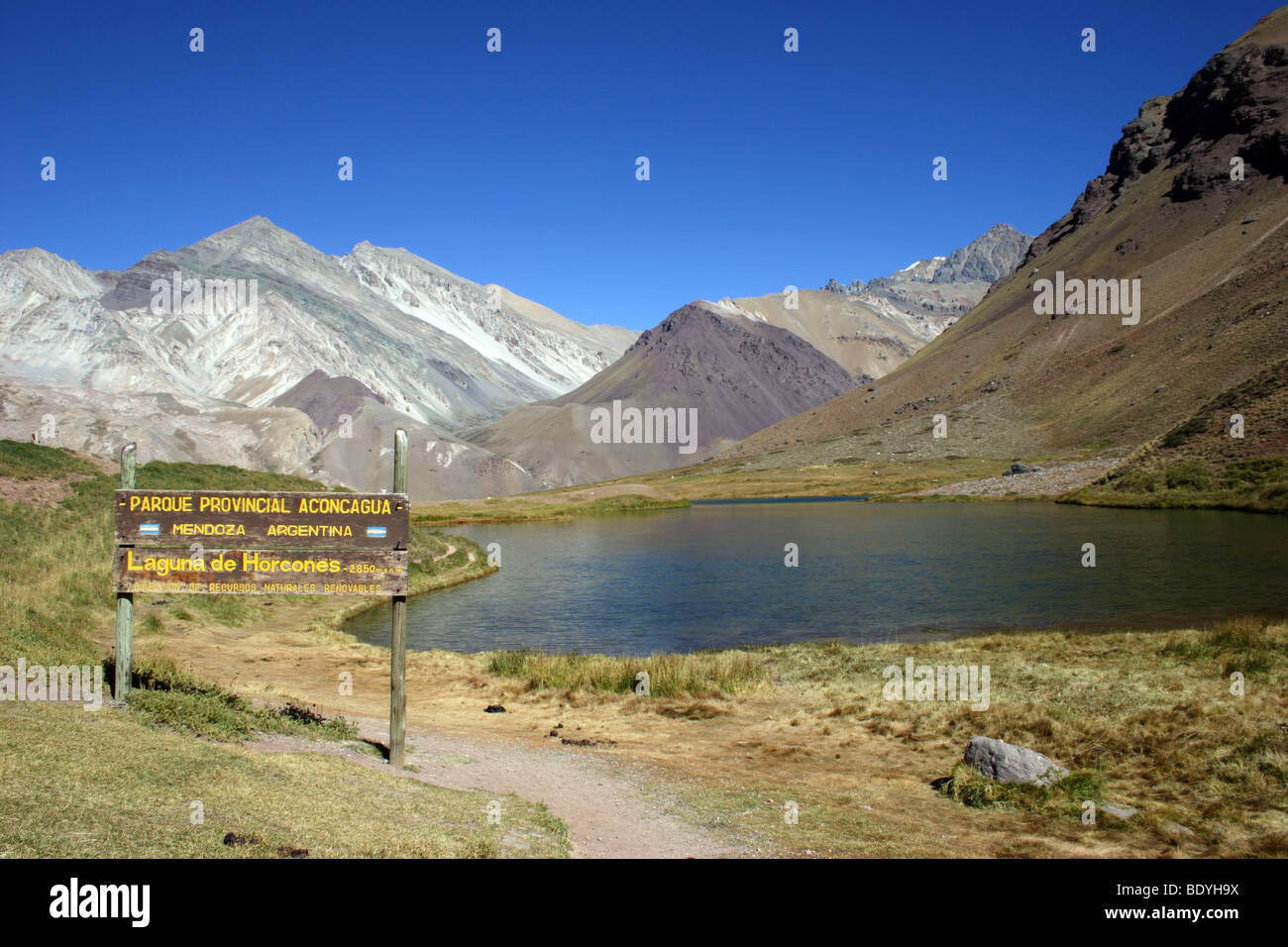 P.P. Aconcagua: Laguna de Horcones Stock Photo - Alamy