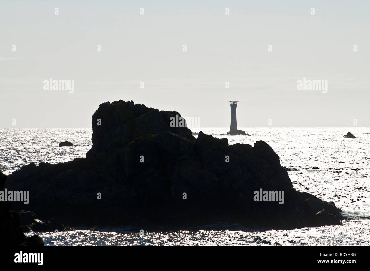 dh Les Hanois Lighthouse TORTEVAL GUERNSEY Lighthouse beacon silhouette ...