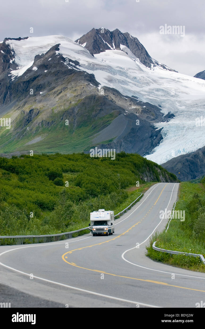 Richardson Highway Alaska winding its way up to Thompson Pass. In the ...