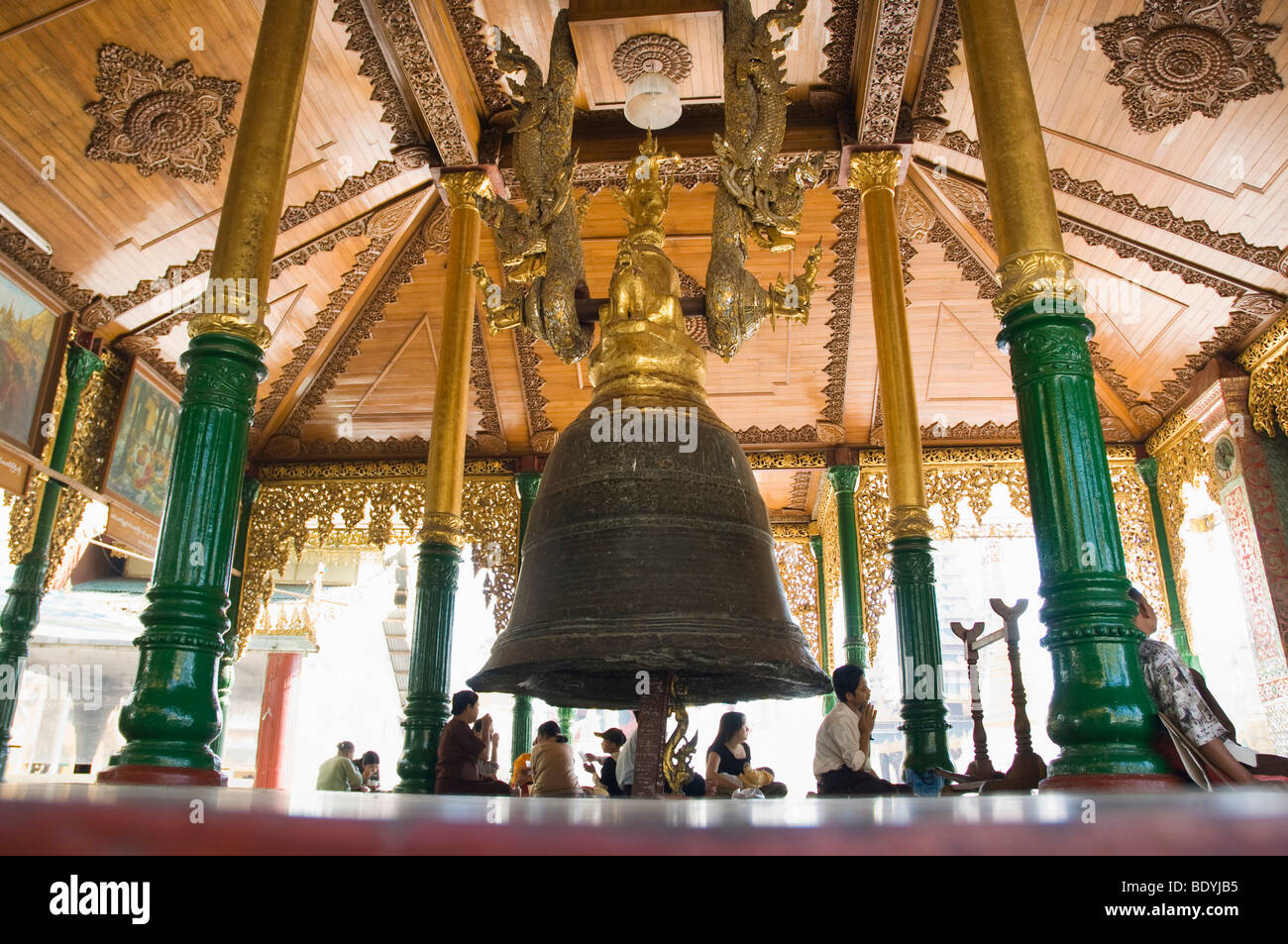 Temple bell, Shwedagon Pagoda, Rangoon, Yangon, Burma, Myanmar, Asia ...