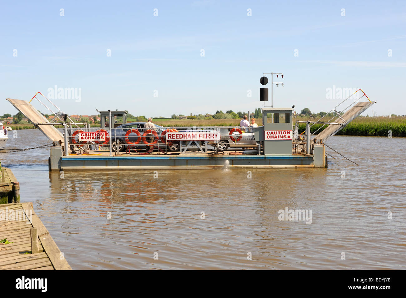 Reedham vehicular cable ferry crossing the River Yare,Norfolk,England ...