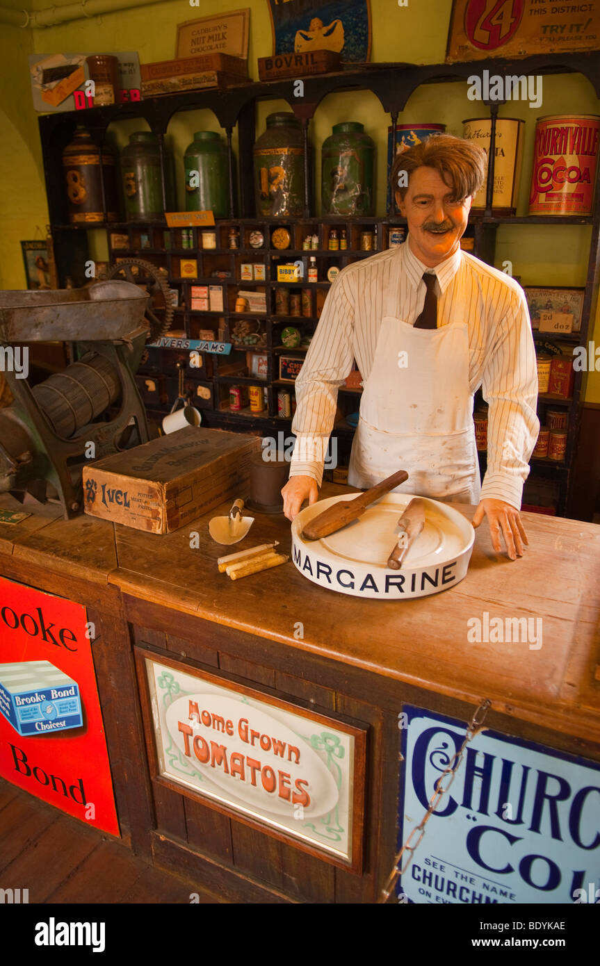 A lifesize model shopkeeper in an old fashioned store at Gressenhall ...