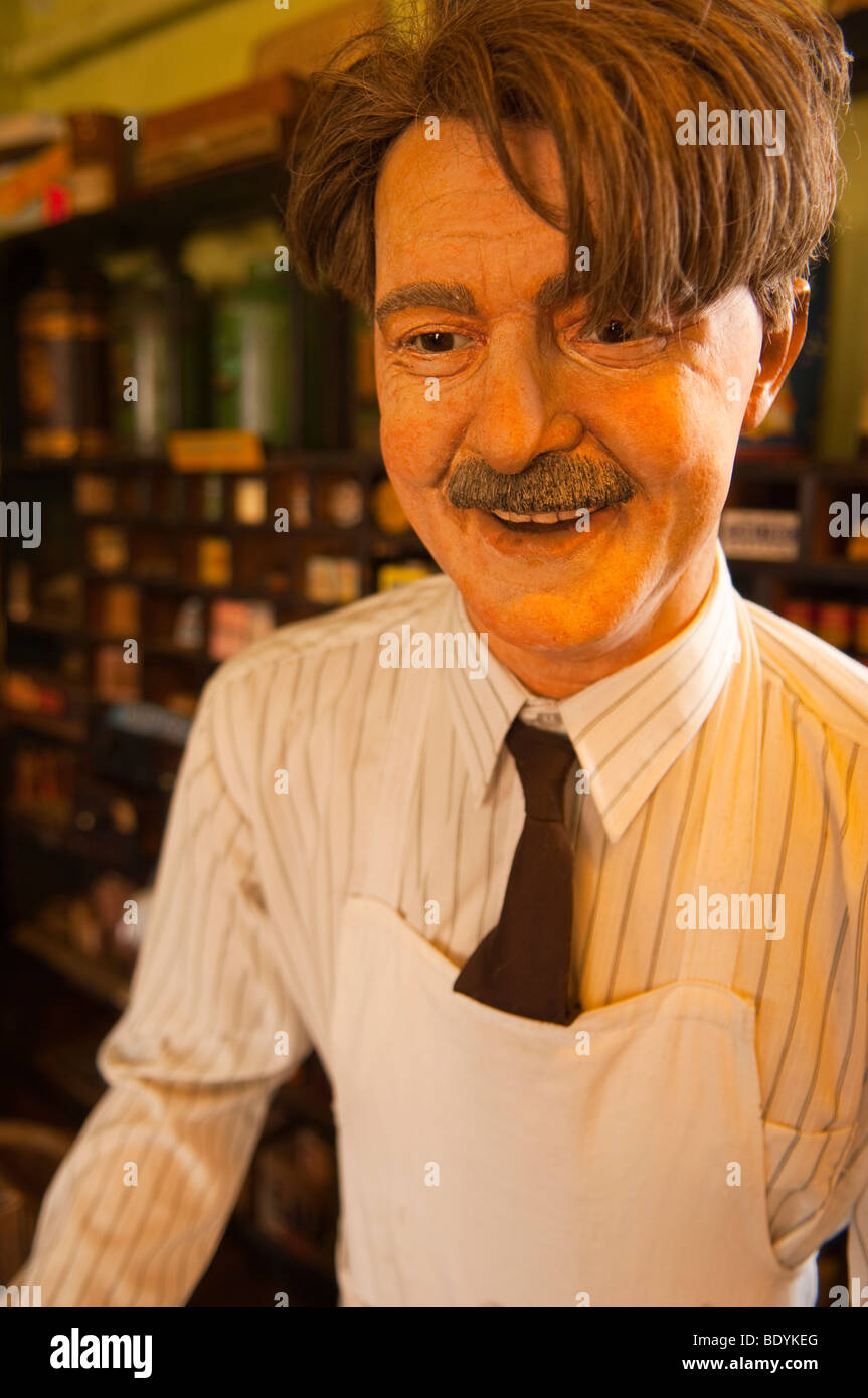 A lifesize model shopkeeper in an old fashioned store at Gressenhall ...