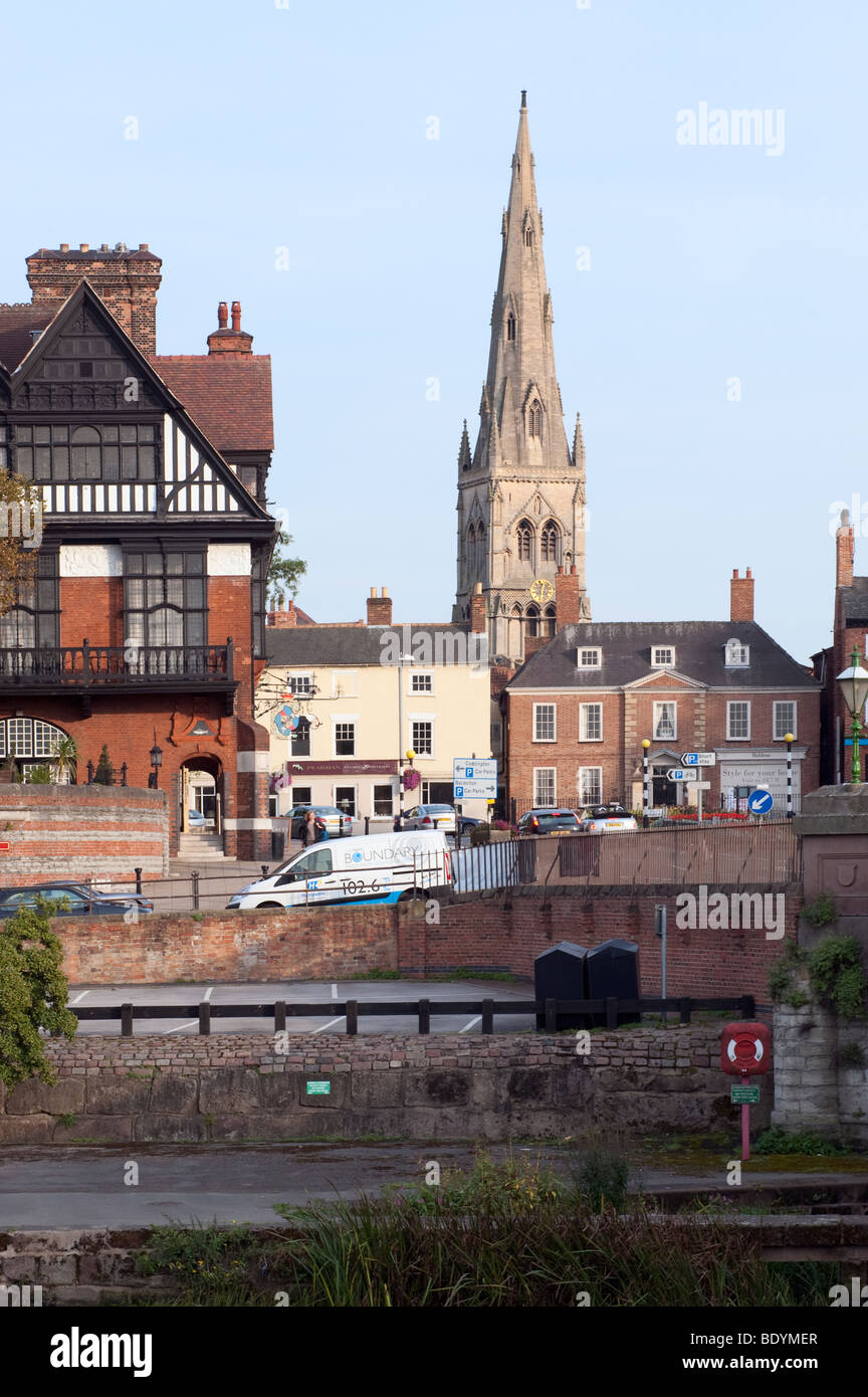 Church in Newark from across the "River Trent" and "Castle Gate ...