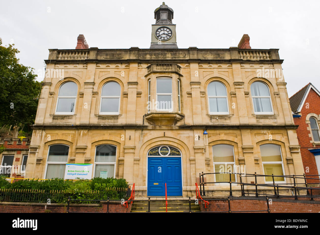 Exterior of turn of the century local public library at Briton Ferry ...