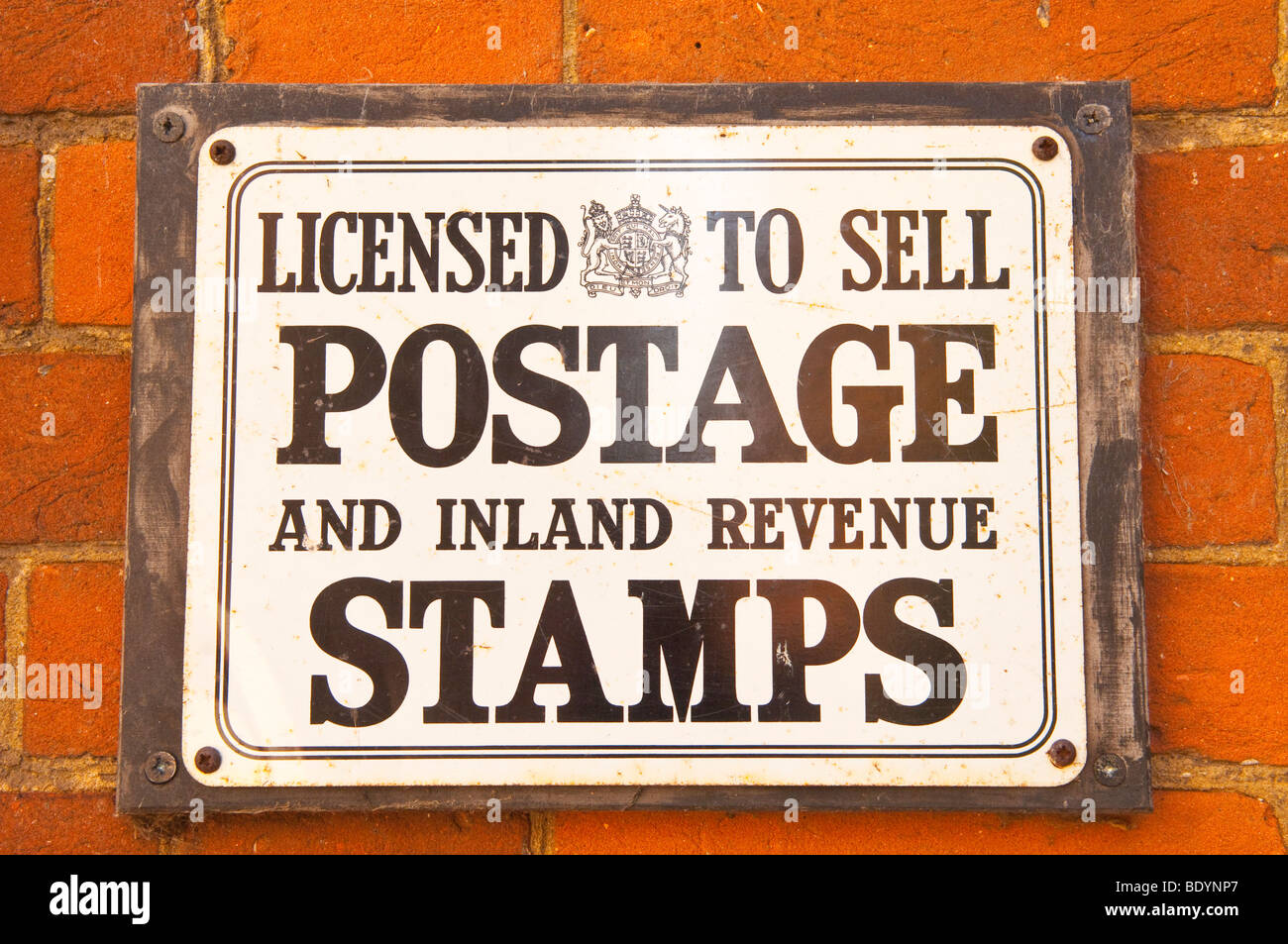 An old sign from a shop store selling stamps at Gressenhall museum of ...