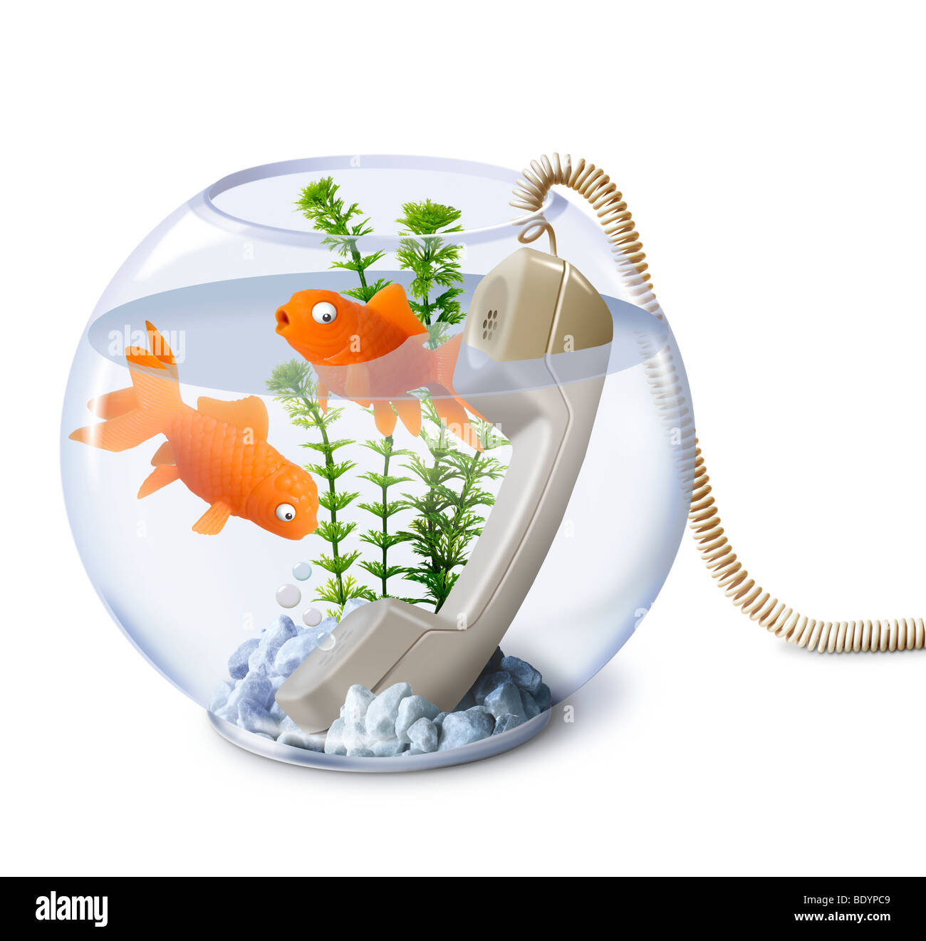 telephone receiver in fish bowl Stock Photo - Alamy