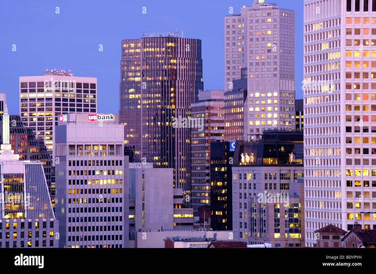 San Francisco Financial District at dusk Stock Photo - Alamy