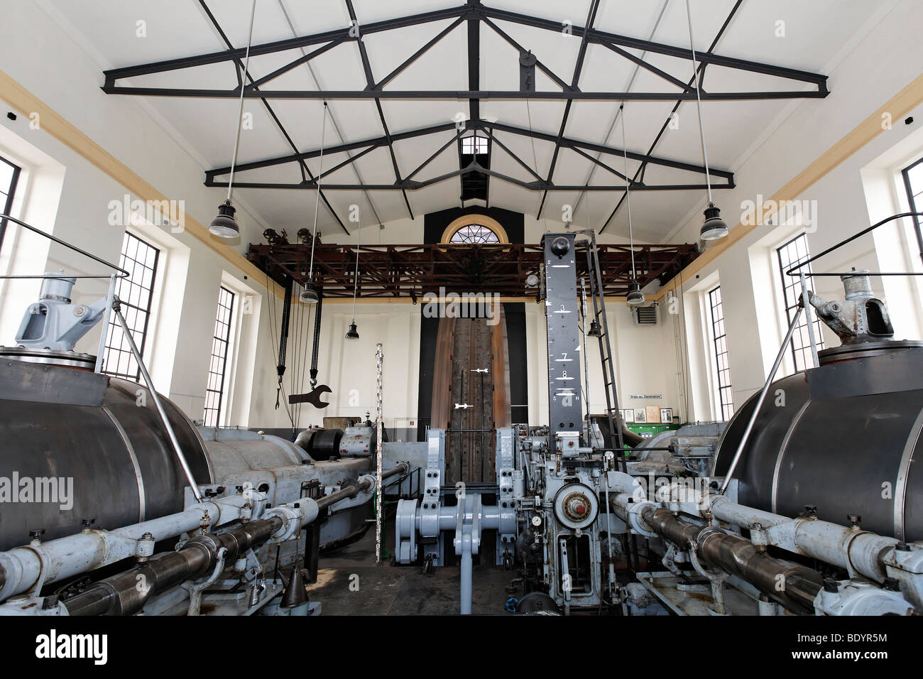 Engine room south with steam powered hauling engine, former ...