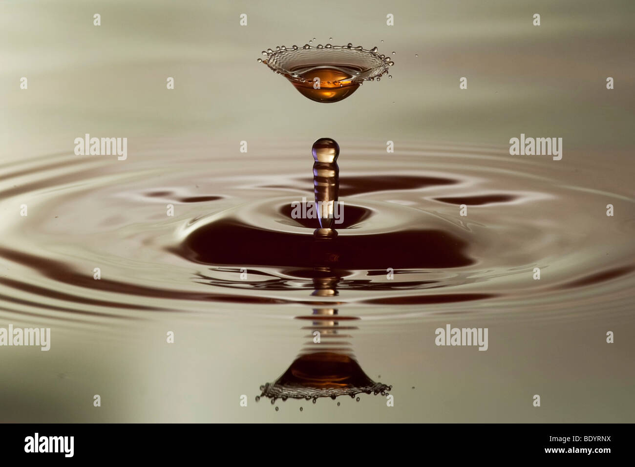 Drops of colored water, mushroom shape Stock Photo - Alamy
