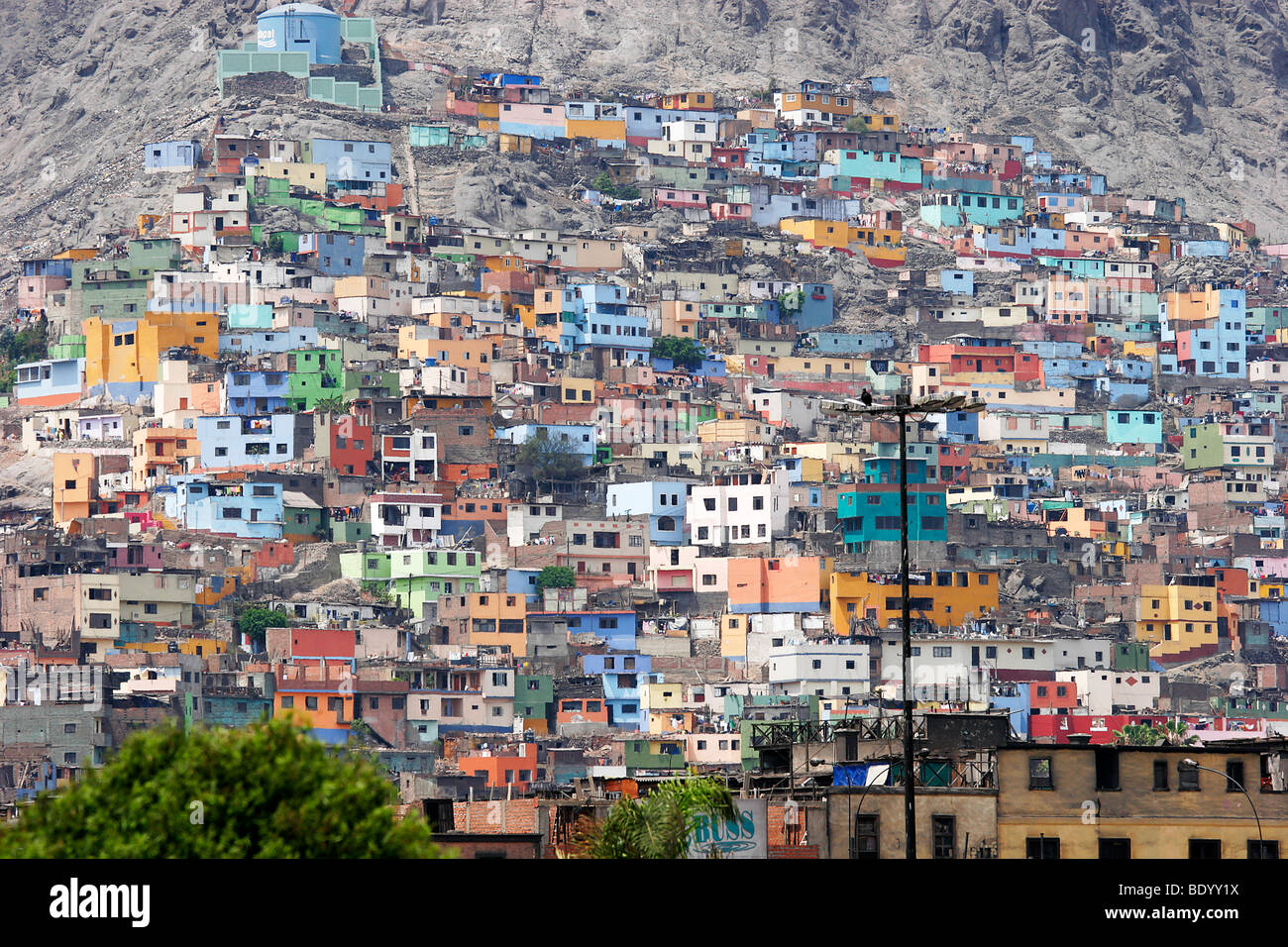 Colorful Houses on a hillside in Lima Peru Stock Photo - Alamy