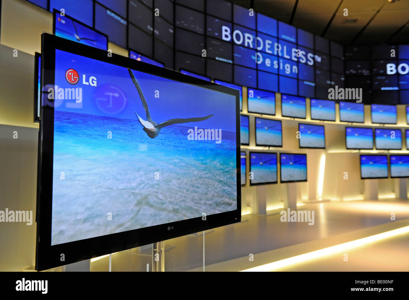 Flat screens by LG at the IFA consumer electronics show IFA 2009 in Berlin, Germany, Europe ...