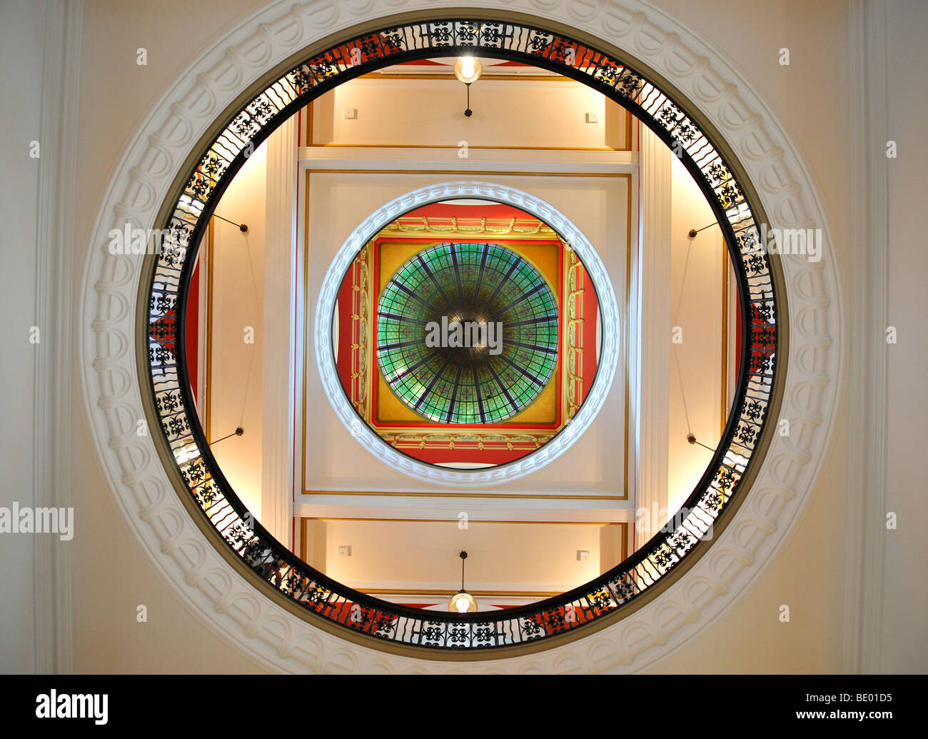 Glass ornamentation, glass vaulted roof, large central dome, QVB, Queen ...