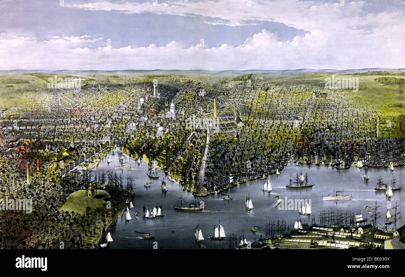 Birds eye view of the city of Baltimore Stock Photo - Alamy
