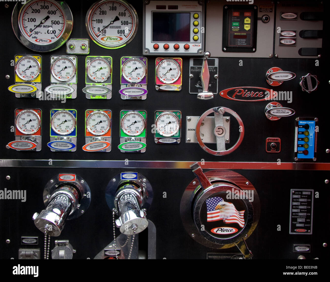 Fire engine gauges panel Stock Photo - Alamy
