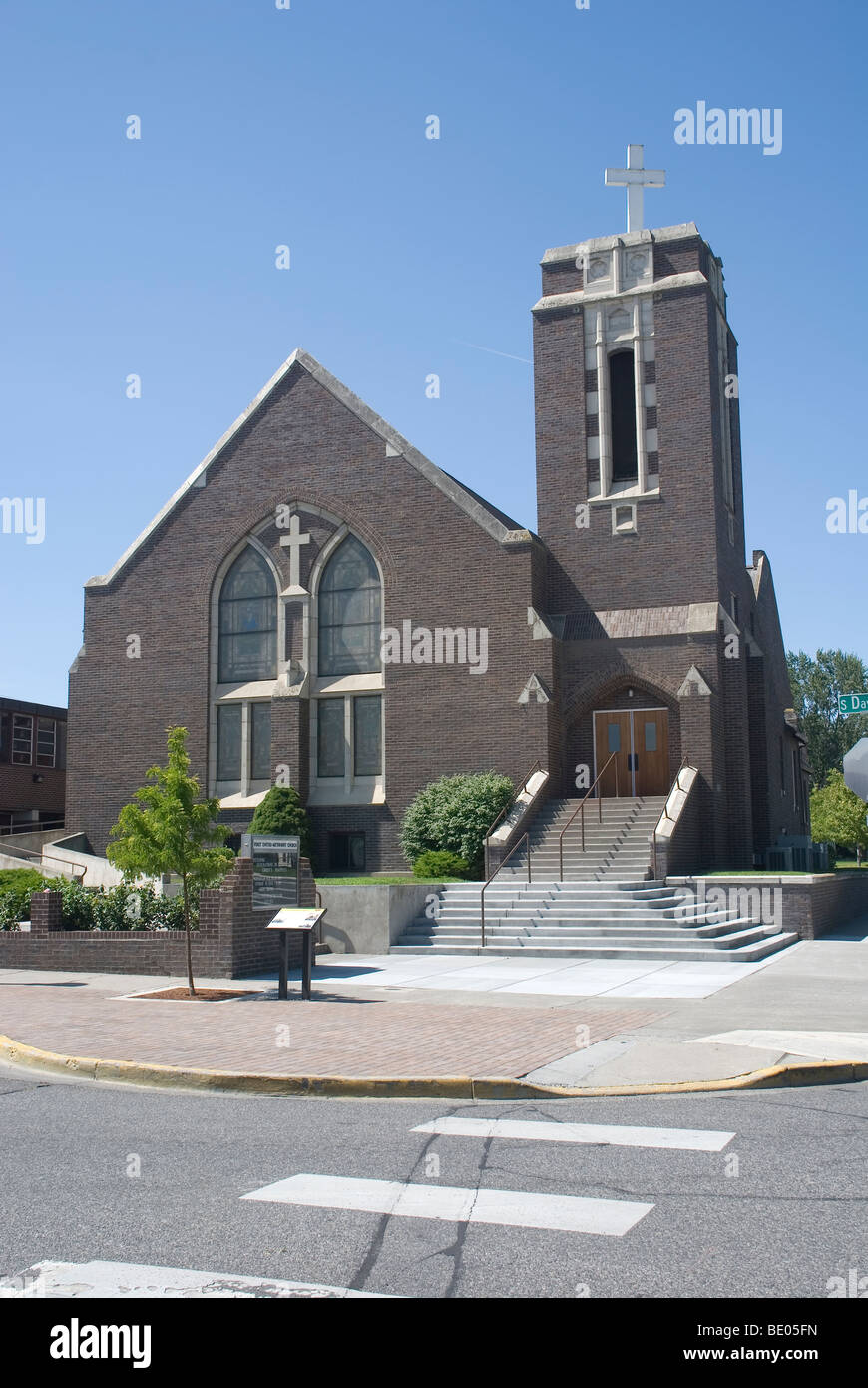 Old style brick church Stock Photo - Alamy