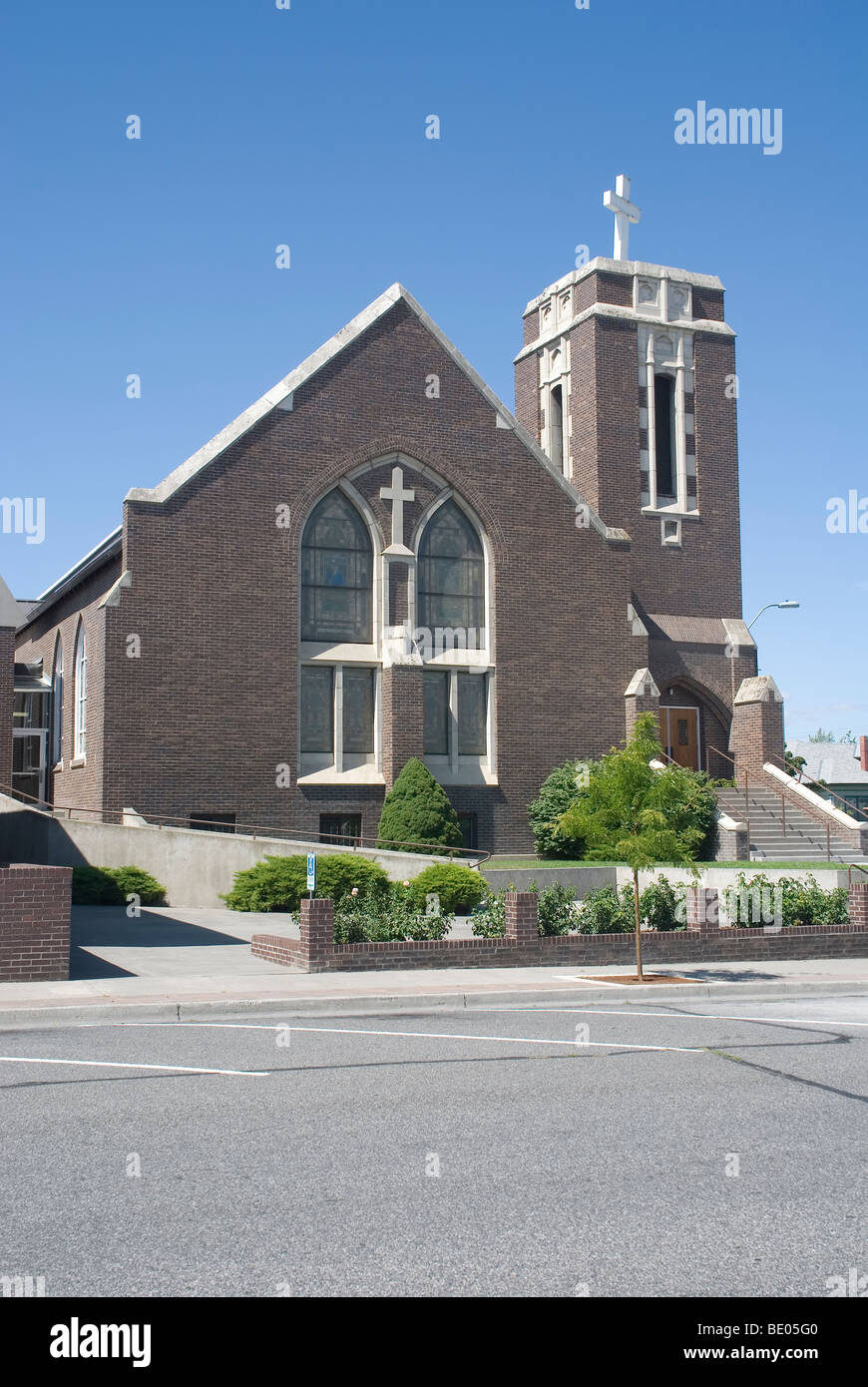 Old style brick church Stock Photo - Alamy