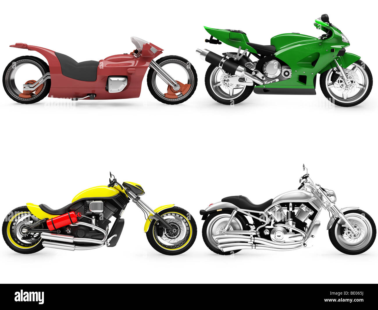 collection of isolated motorbikes Stock Photo - Alamy