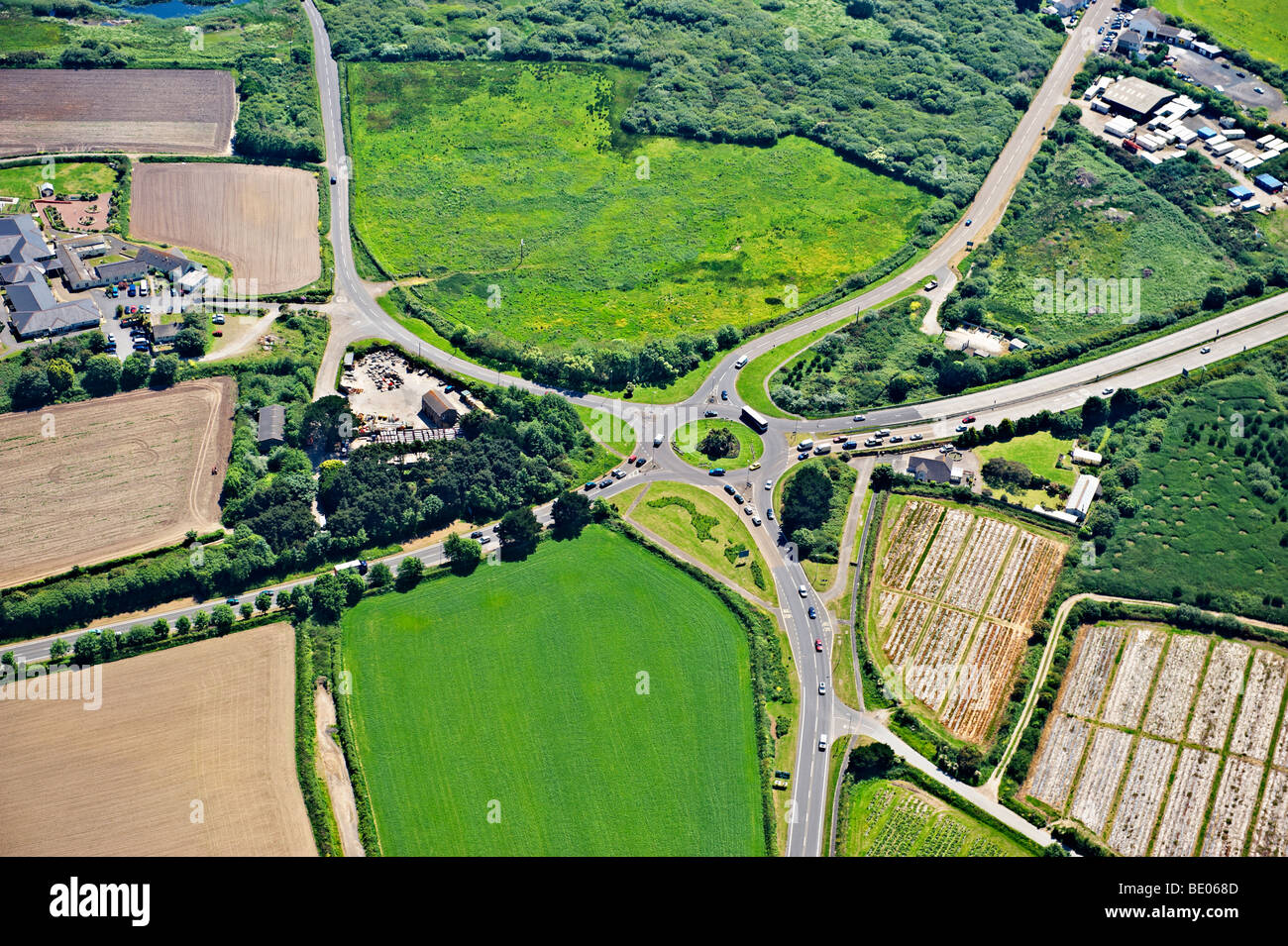 Aerial view rural roundabout hi-res stock photography and images - Alamy