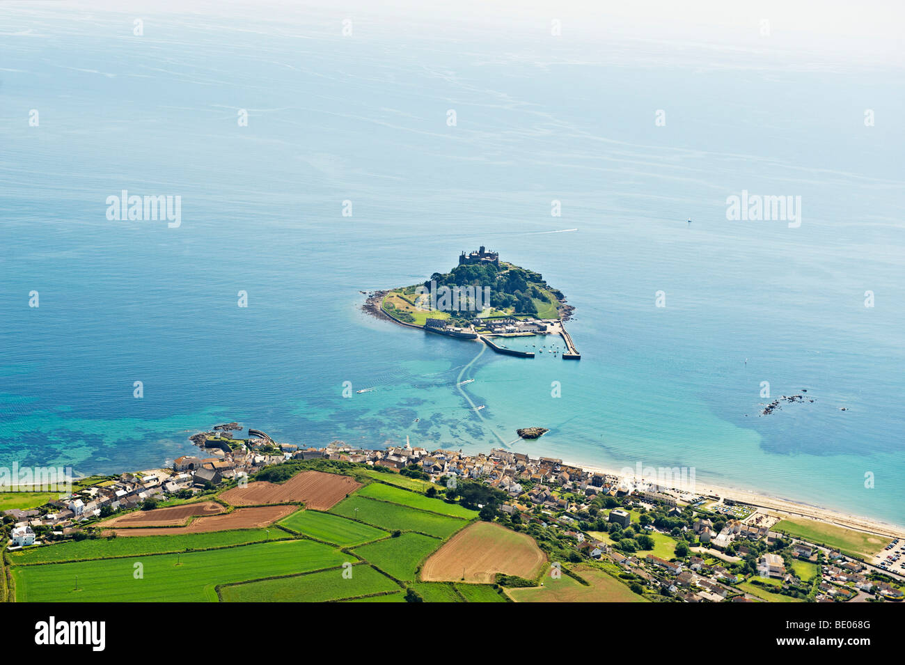 Aerial view of St Michael's Mount Stock Photo - Alamy