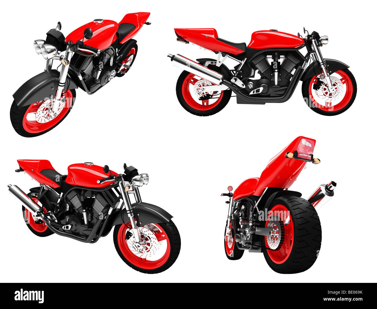 collection of isolated motorbikes Stock Photo - Alamy