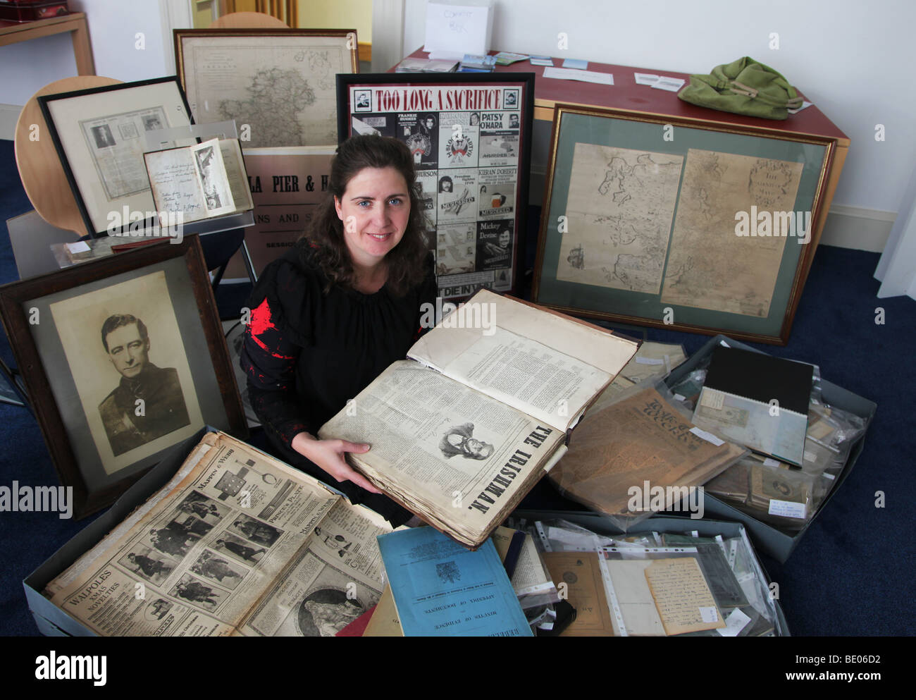 Sinead McCoole, curator of the Jackie Clarke Collection with a few of ...