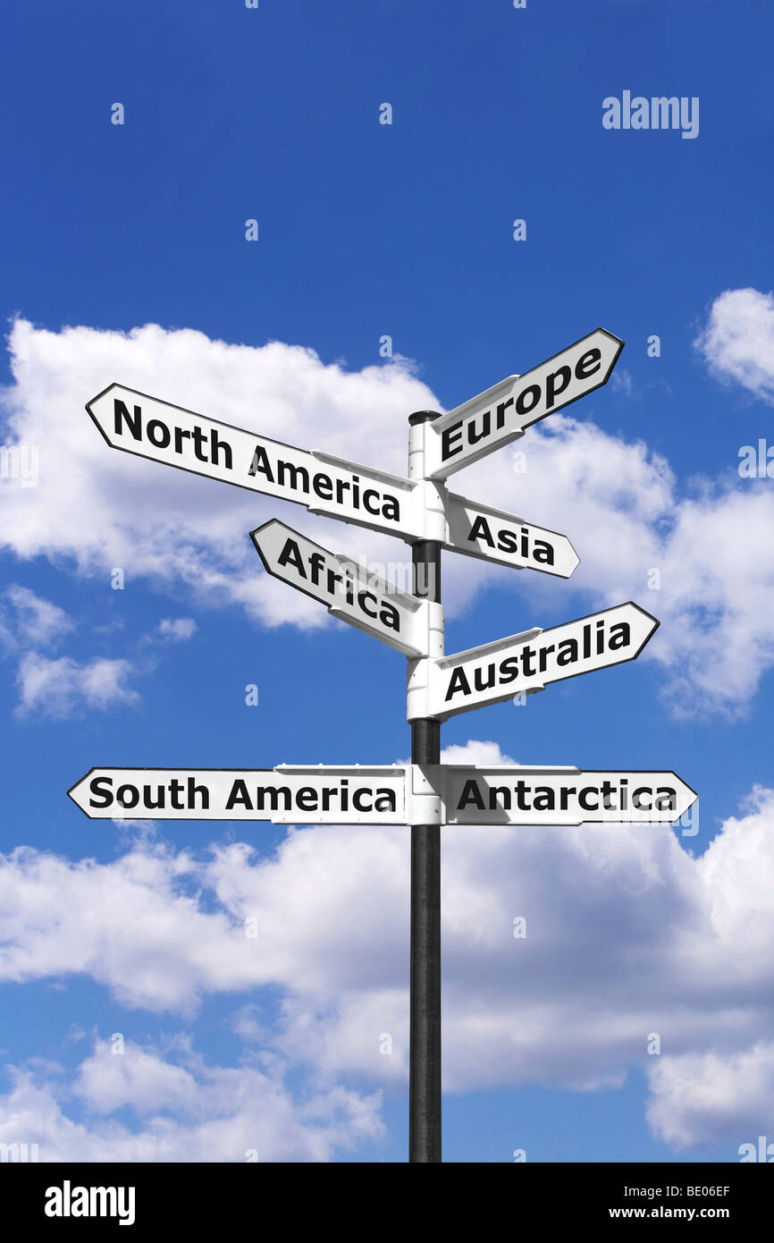 Asia europe africa signpost hi-res stock photography and images - Alamy