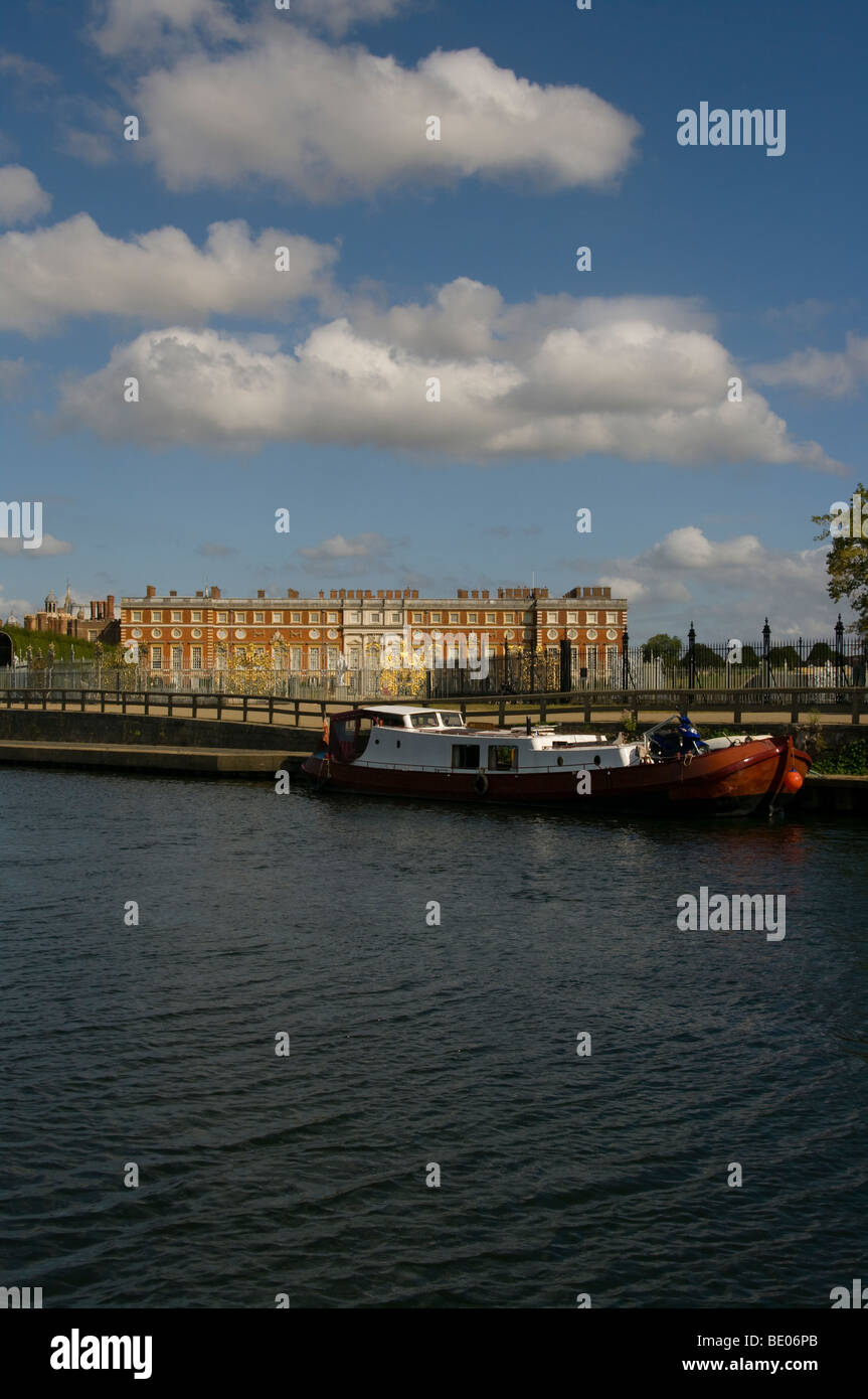 Hampton Court Palace As Seen From The River Thames Stock Photo - Alamy