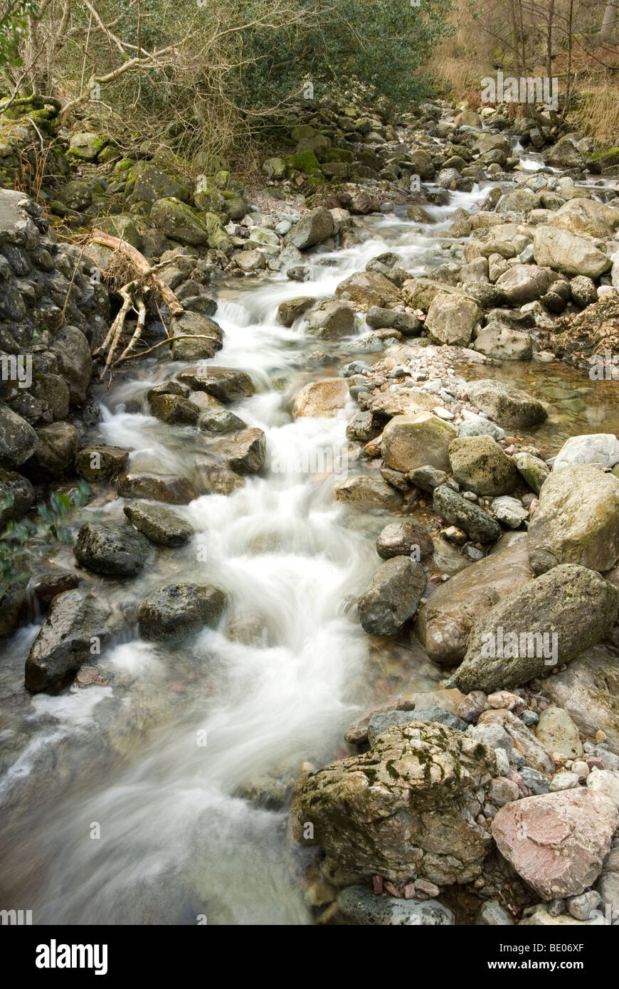 Rushing White Water of a Rocky Mountain Stream, Great Langdale Valley ...