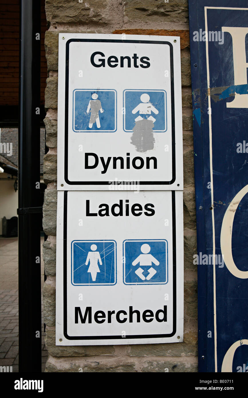 A Toilet sign in English and Welsh Stock Photo - Alamy