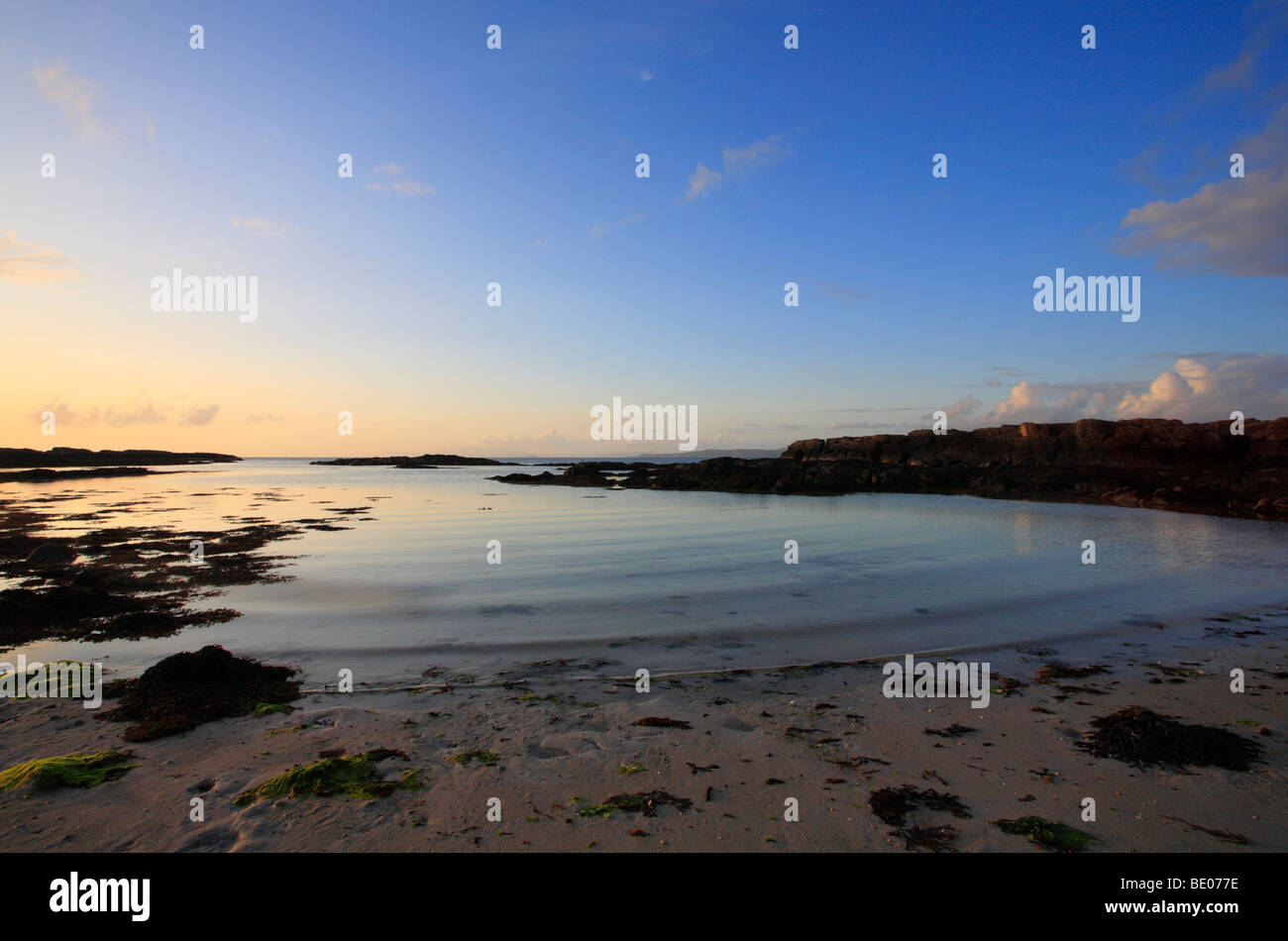 The beach at Port na Ba on the North West coast of the Isle of Mull ...