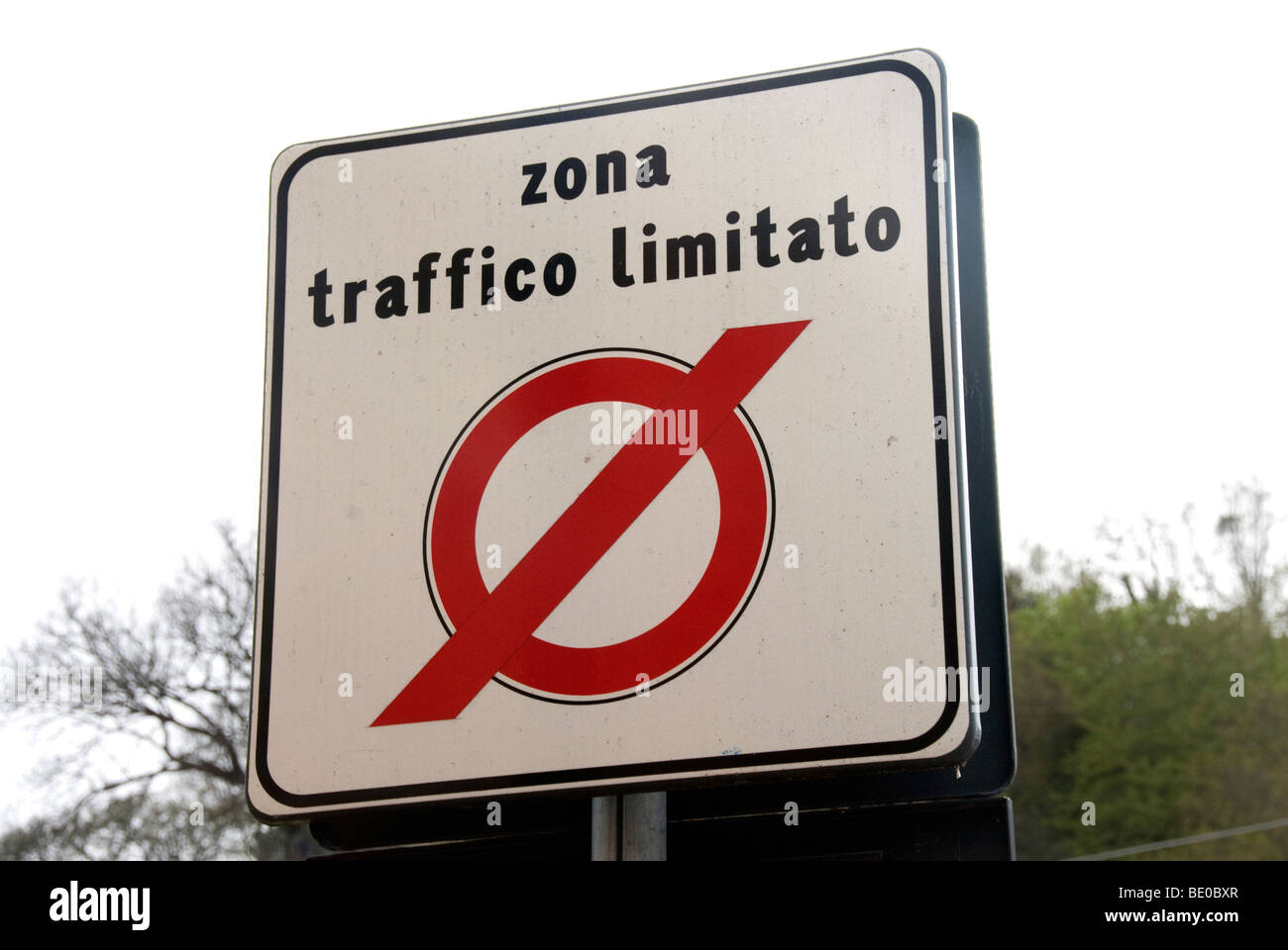 Road Sign for restricted traffic conditions ahead Stock Photo - Alamy