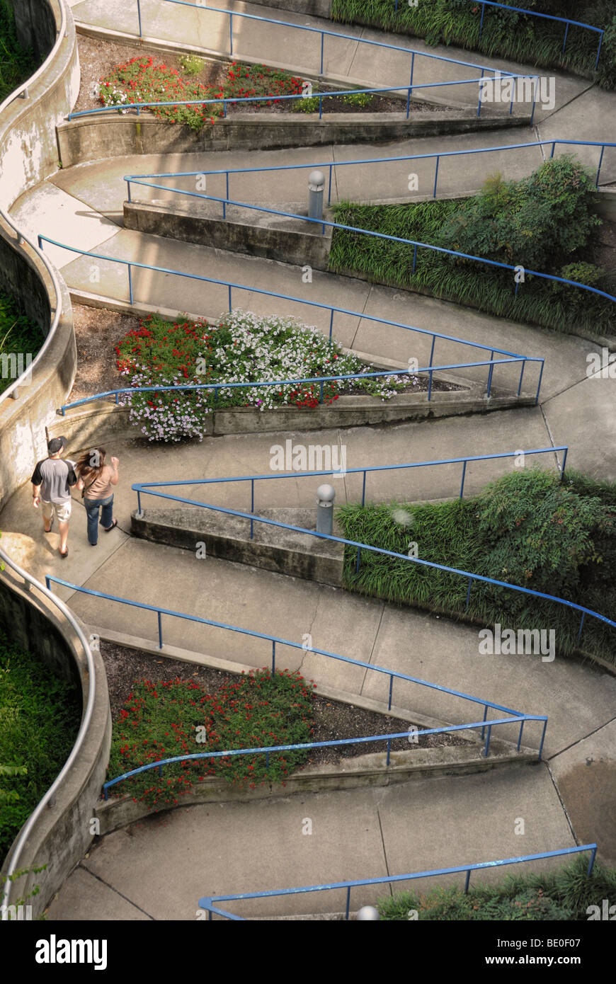 Couple walking up a sidewalk switchback, Riverfront Park, Chattanooga, Tennessee Stock Photo - Alamy