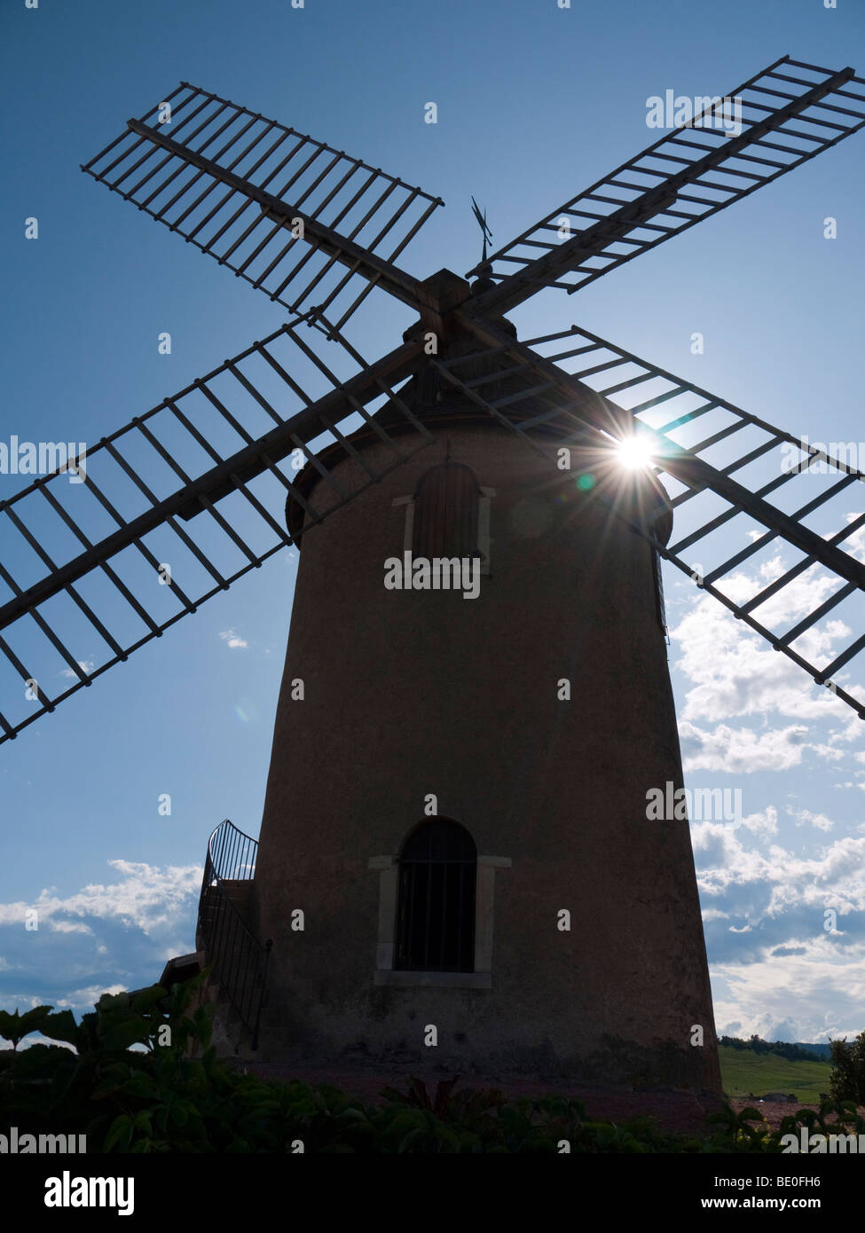 The windmill of Romanèche-Thorins to which the renowned Beaujolais wine ...