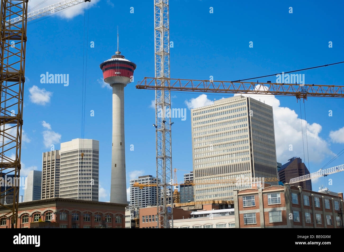 Calgary, Alberta, Canada; Downtown office towers under construction ...