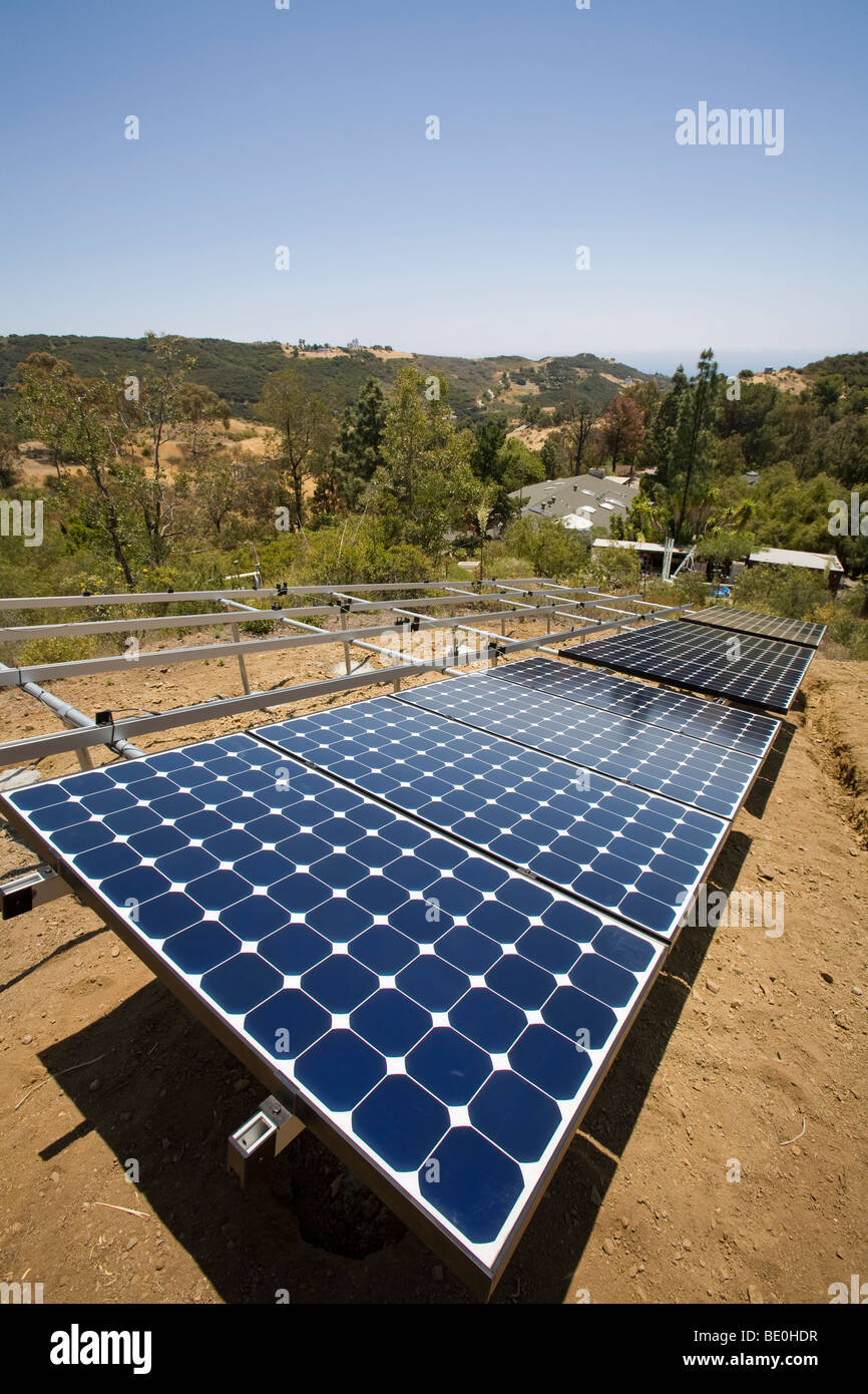 In progress installation of a residential grid-tied solar array on a ...