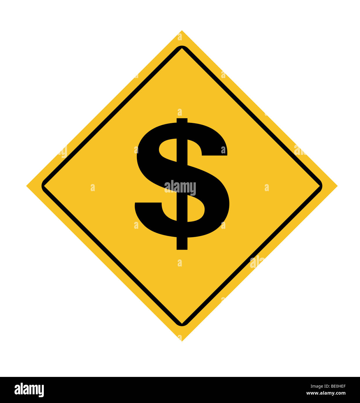 America dollar currency road sign isolated on white background Stock ...
