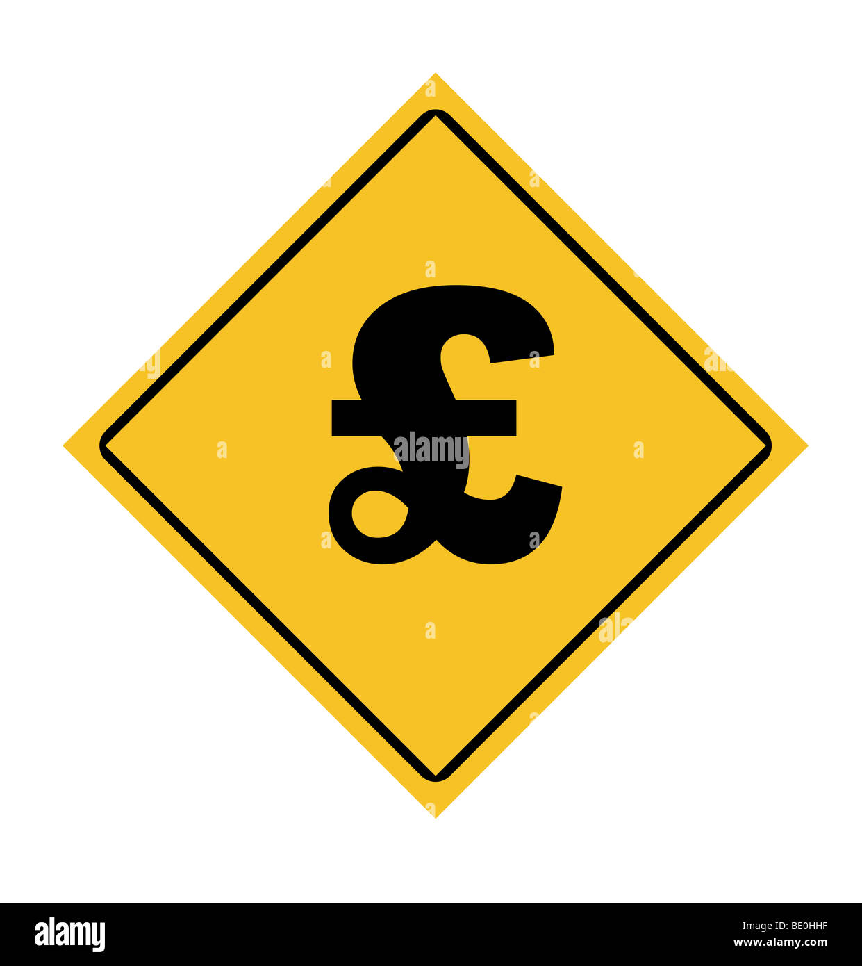 English pounds sterling road sign isolated on white background Stock ...