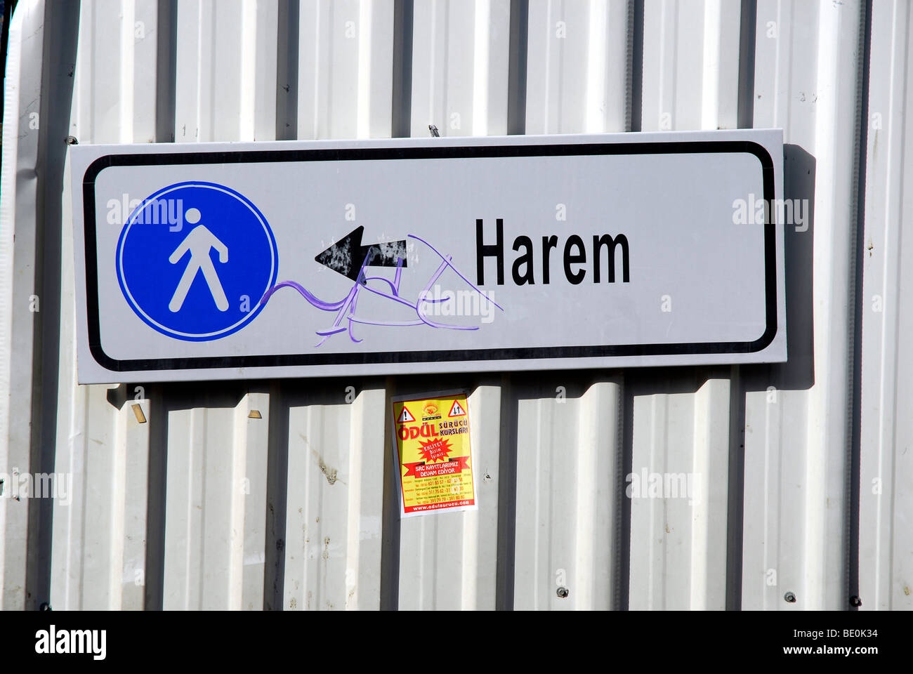 Harem sign in the Ueskuedar district on the Bosphorus, Bogazici ...
