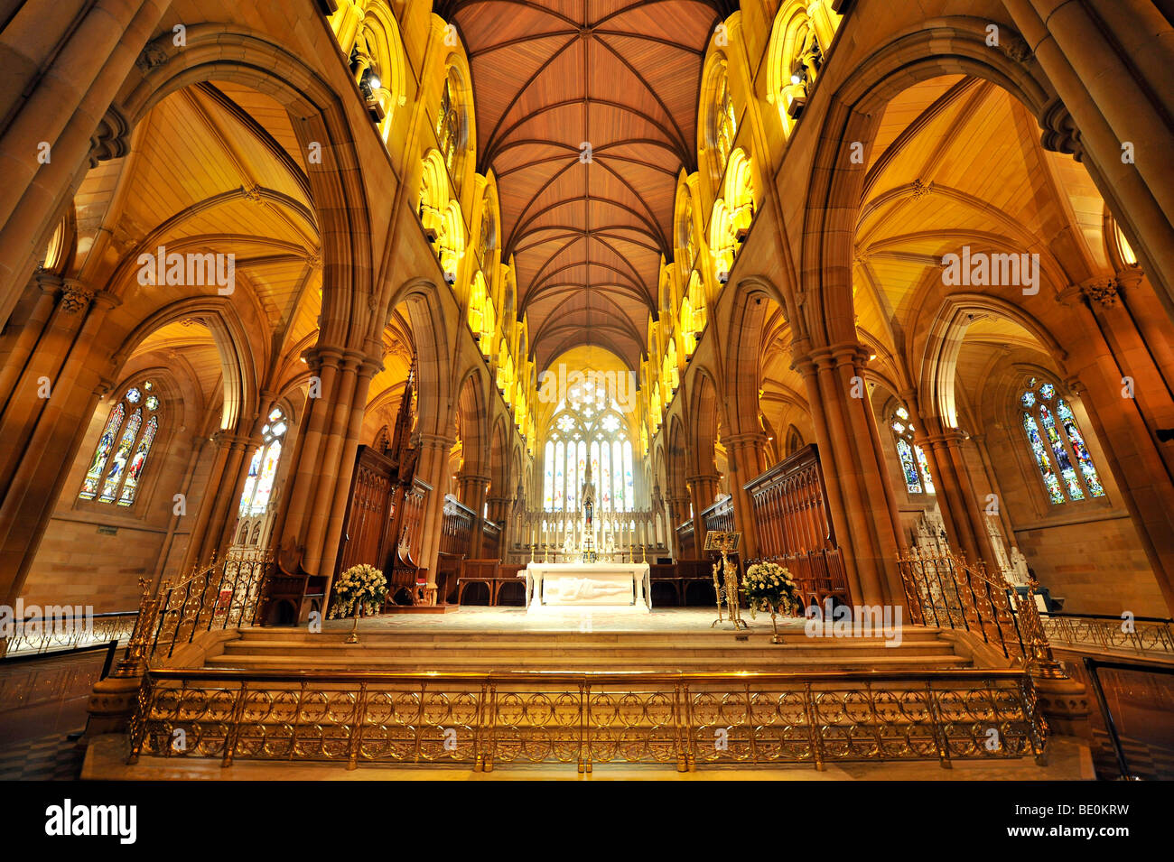 Interior shot of the choir, nave and side aisles, St. Mary's Cathedral ...