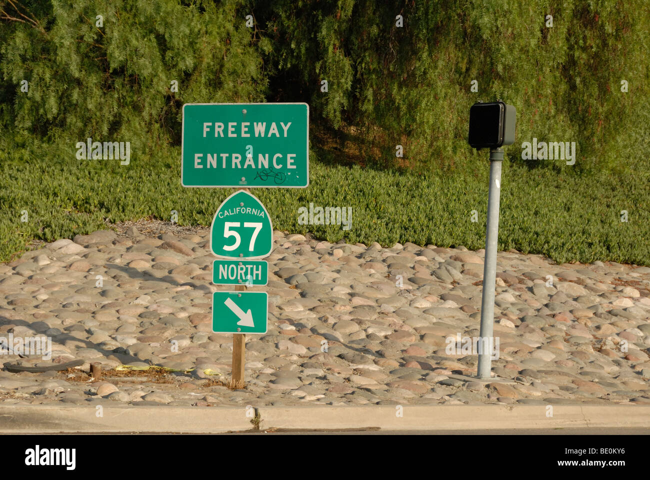 freeway entrance to California Highway 57 North Stock Photo - Alamy