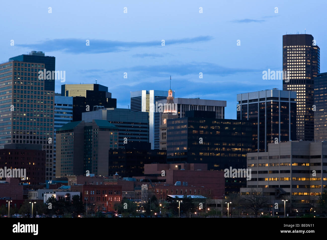 Getting dark in Denver Stock Photo - Alamy