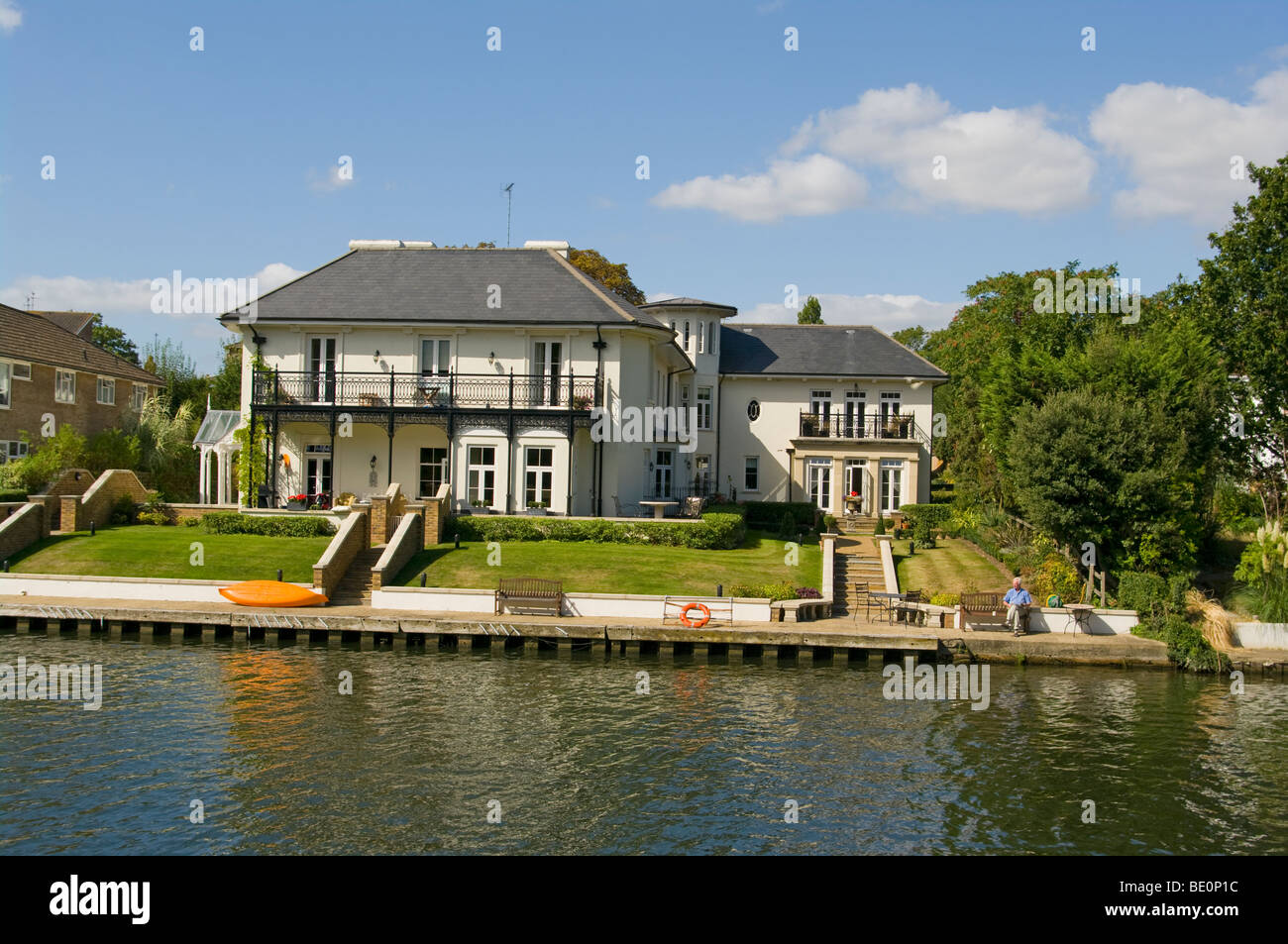 Large Riverside House On The River Thames Teddington Middlesex England ...