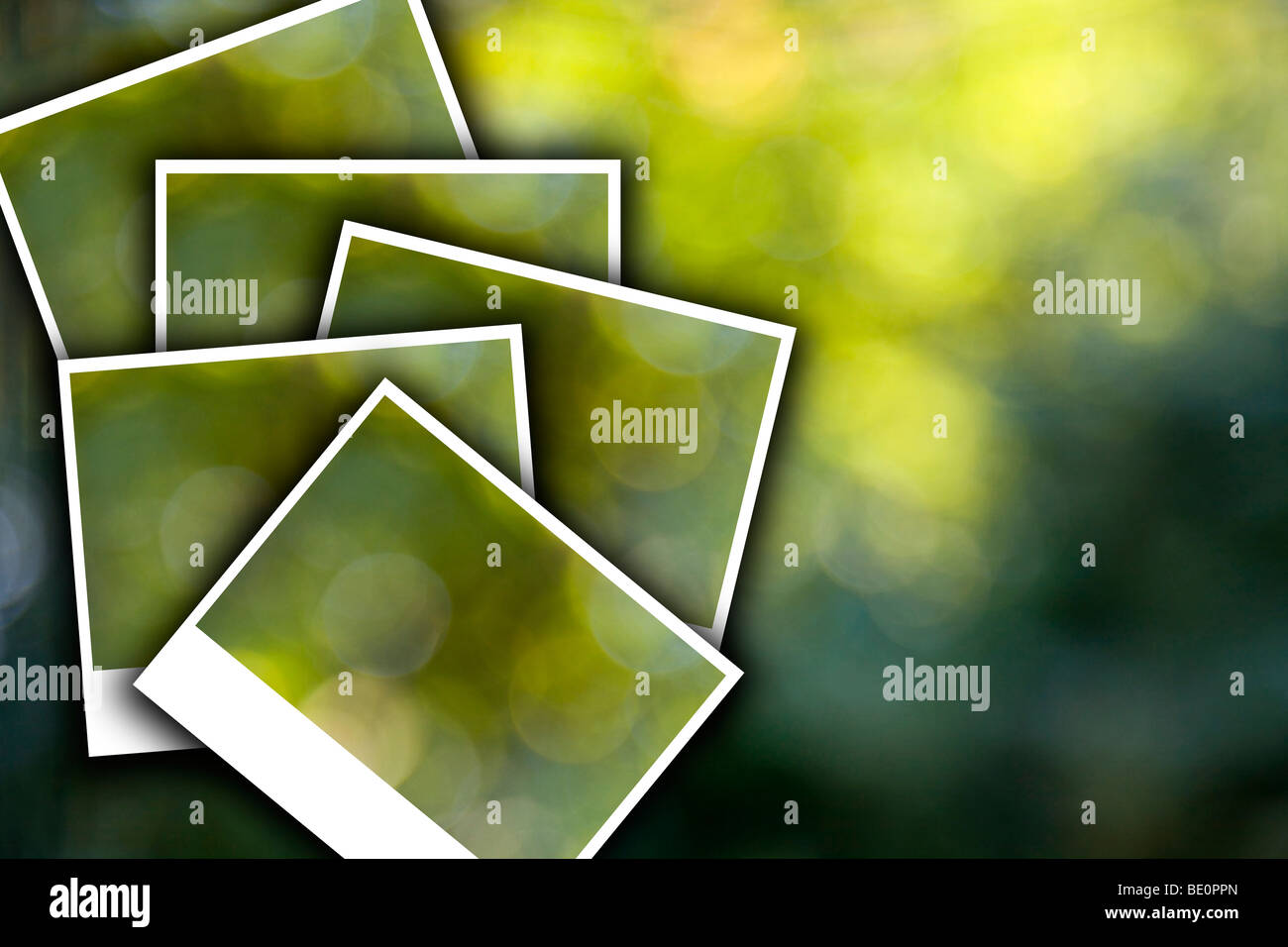 old vintage photo frame look with green bokeh Stock Photo - Alamy