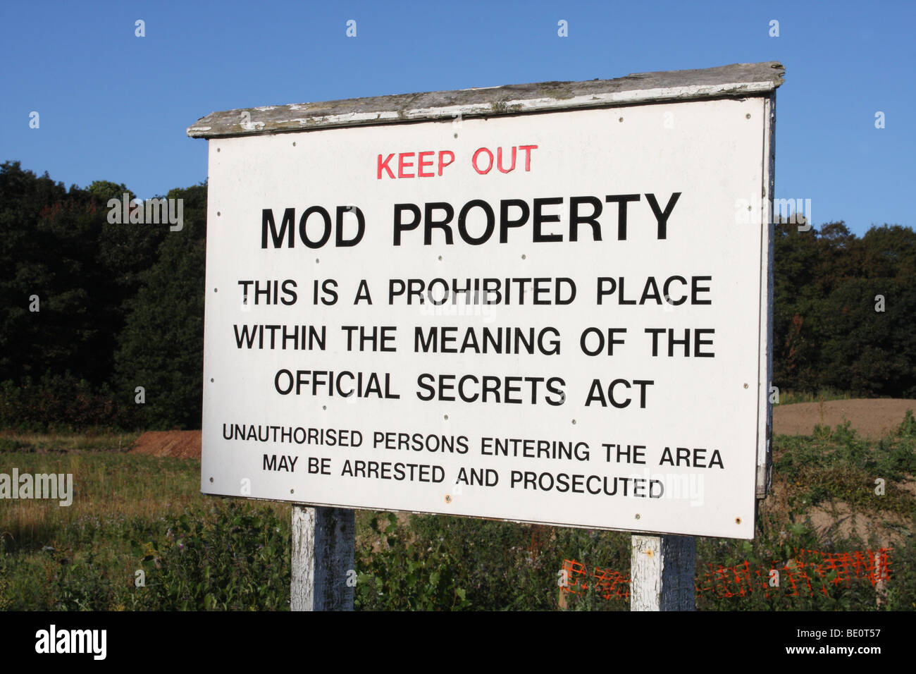 A warning sign at a Ministry of Defence site in the U.K Stock Photo - Alamy