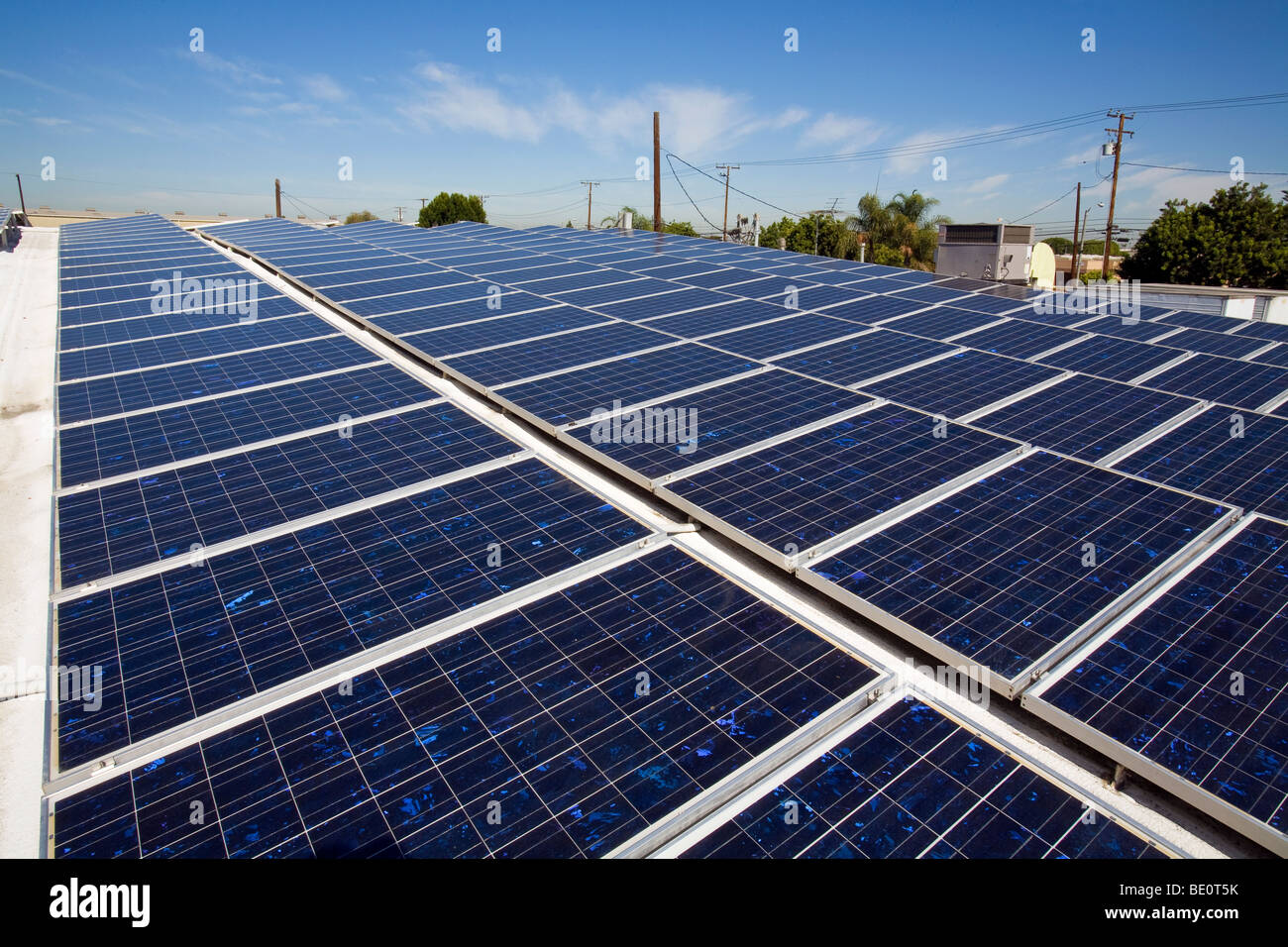 Solar Array on rooftop of ABC Tree Nursery, Gardena, California, USA ...