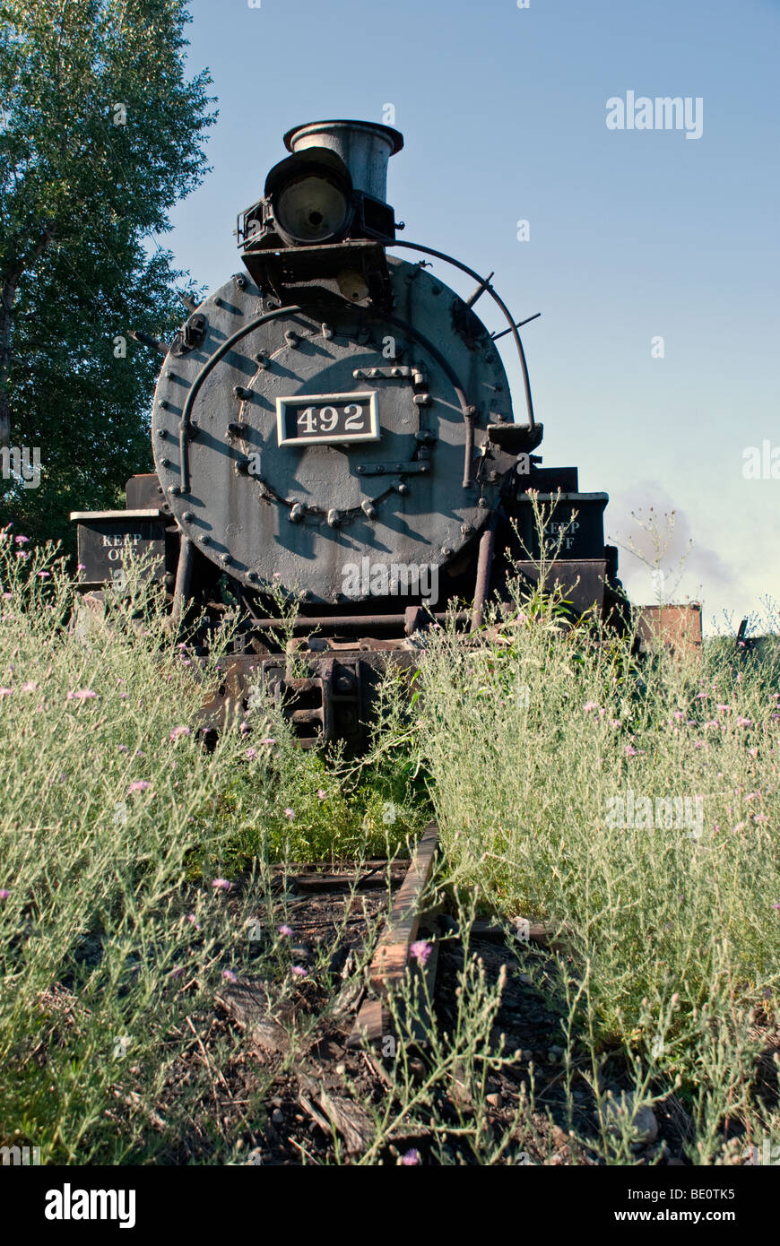Engine 492 sits abandoned in a back lot of the Cumbres & Toltec ...