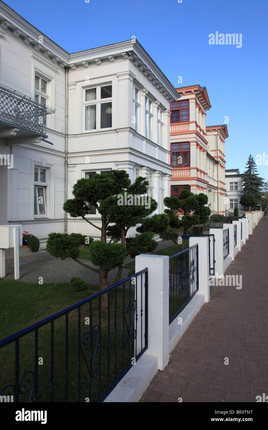 facade of building seaside resort architecture at Ahlbeck Island of ...