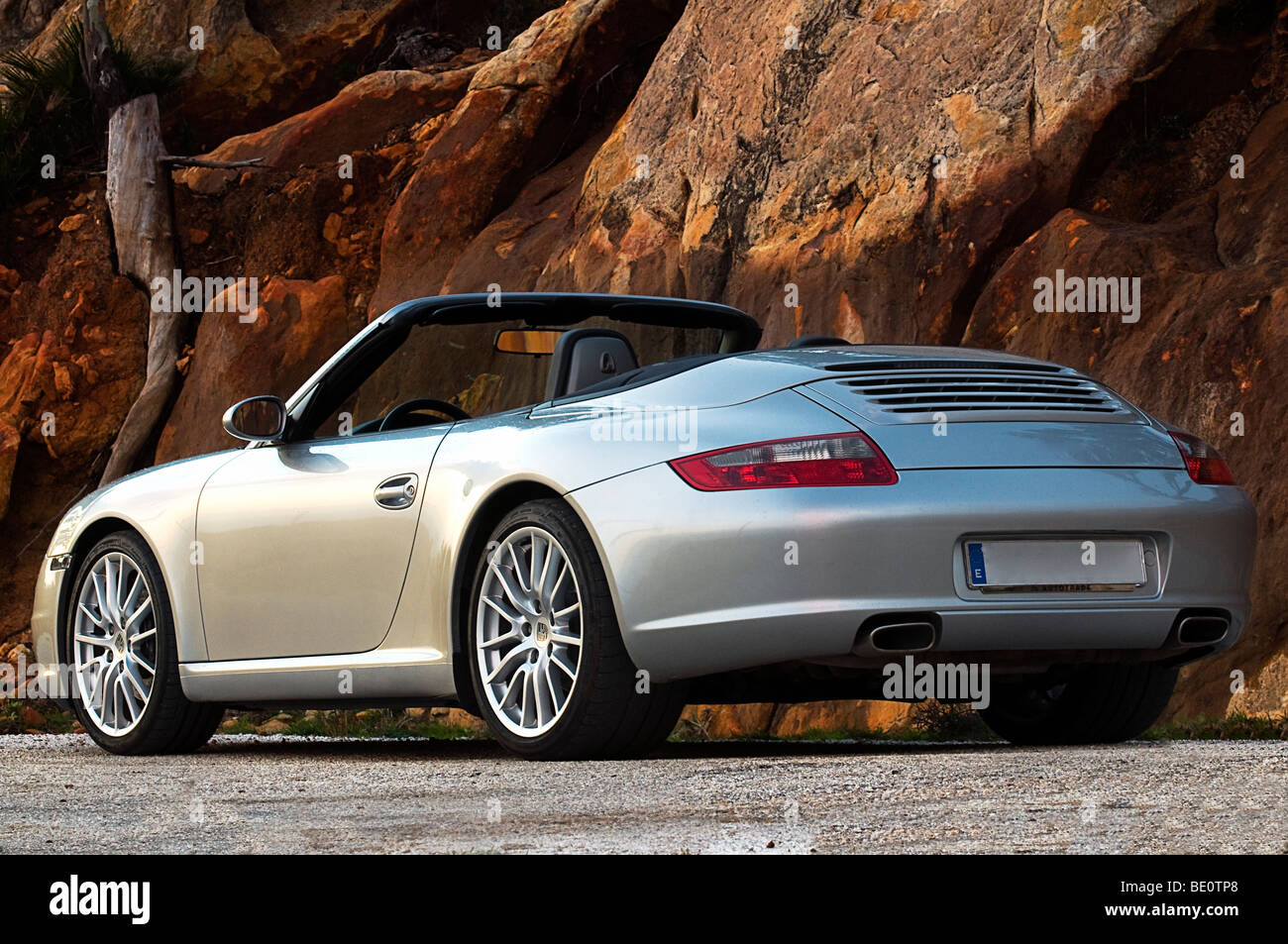 Rear view of convertible car Stock Photo - Alamy